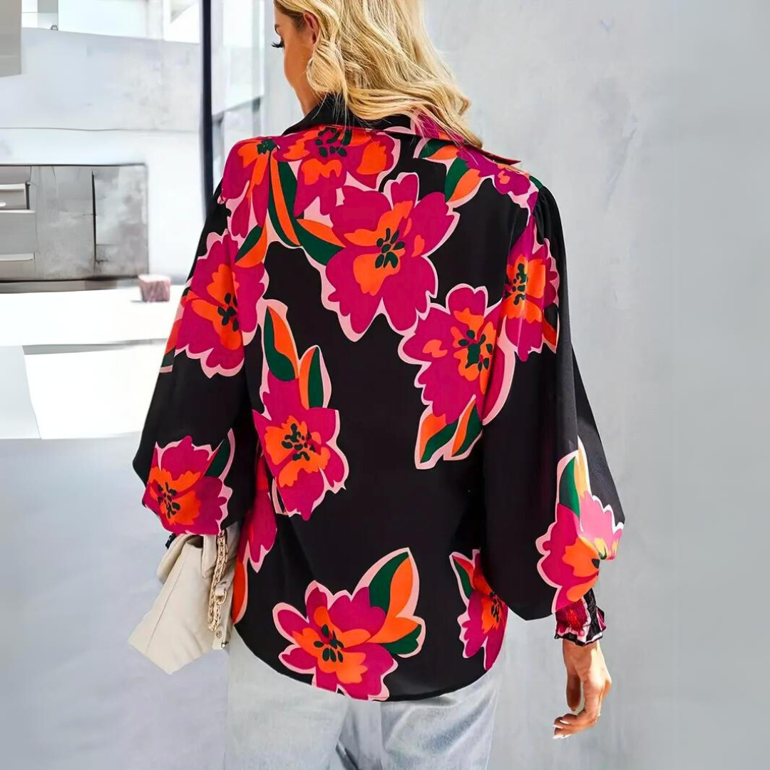 Elegant damebluse med blomster – Klærigo